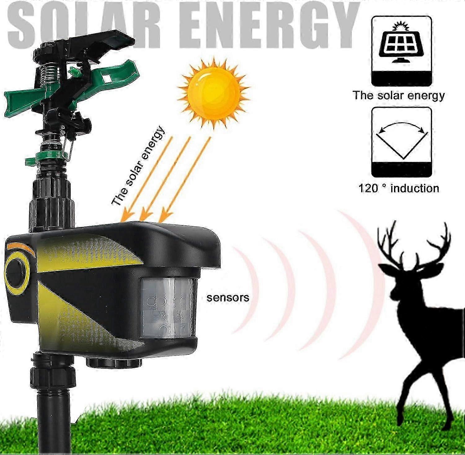 Solar-Powered Waterproof Timing Sensor Guard Water Jet Animal and Bird ...