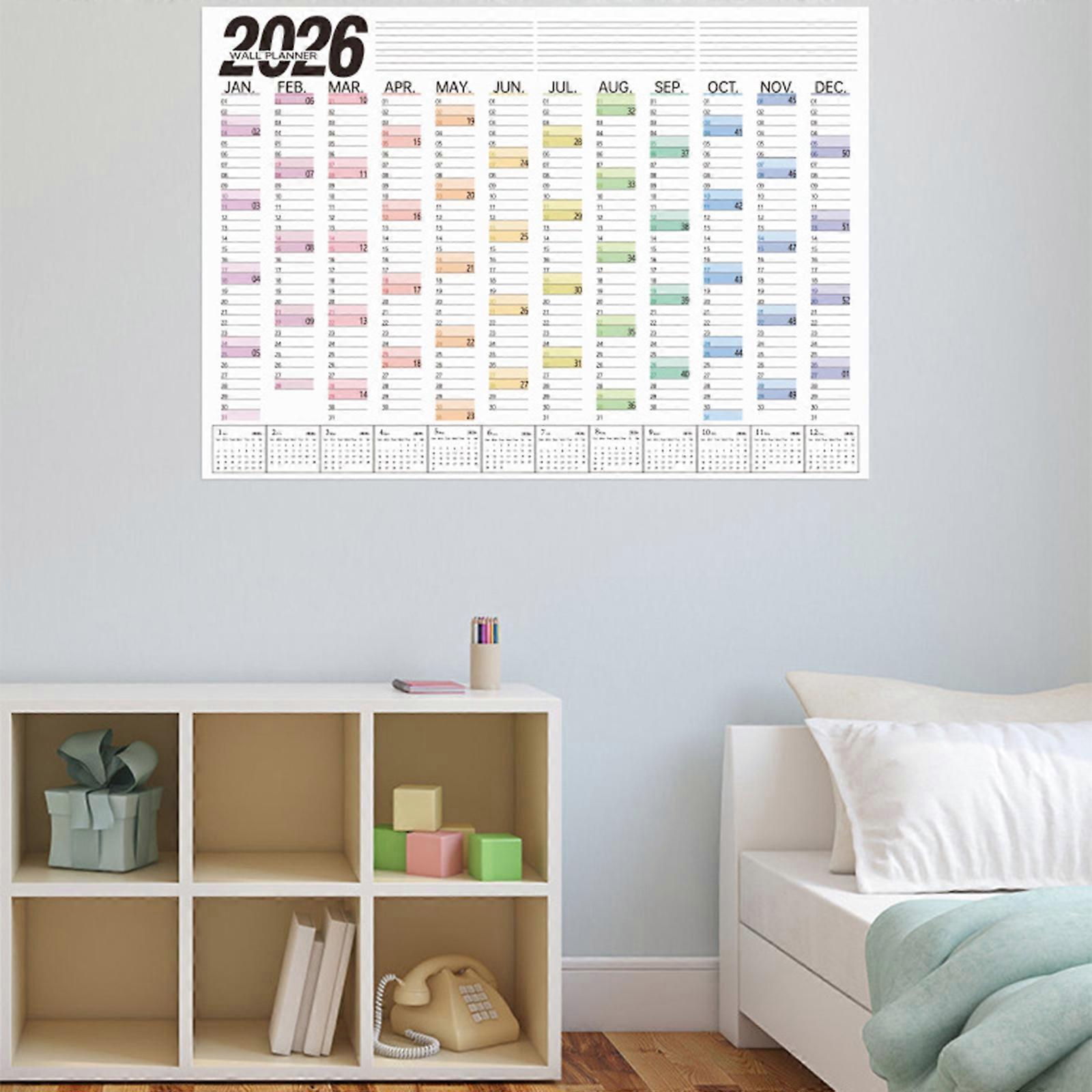 2026 Wall Mounted Calendar Yearly Planner Full Year to View Calendar ...