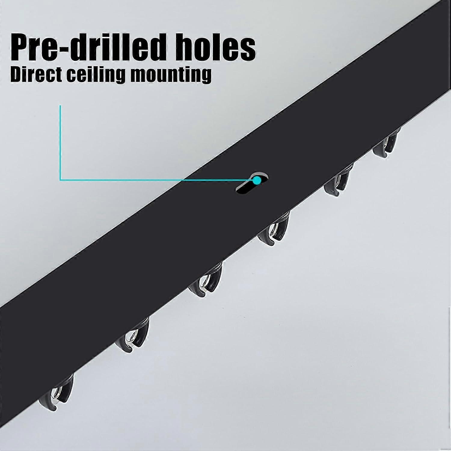 Ceiling Curtain Track with 90 Degree Corner, Black Aluminum Sliding ...