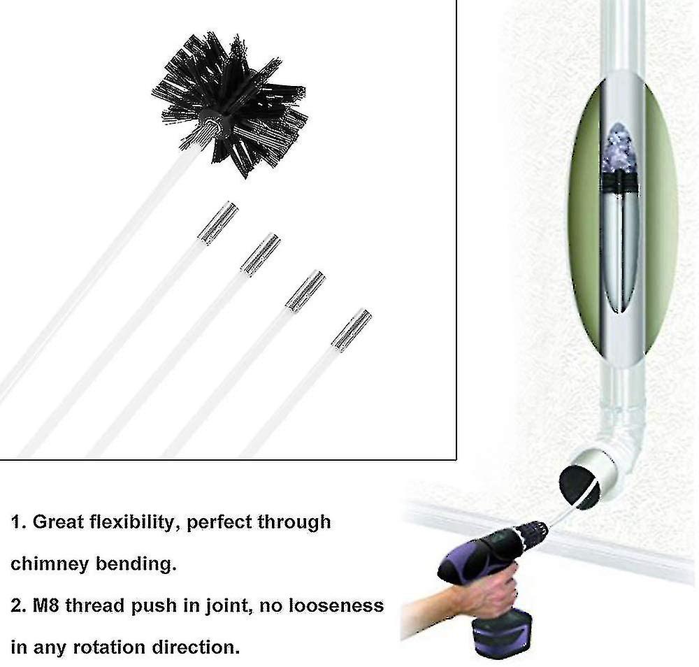 Chimney Kit Sweeping Drain Set Pipeline Flue Cleaning Tool For Duct ...
