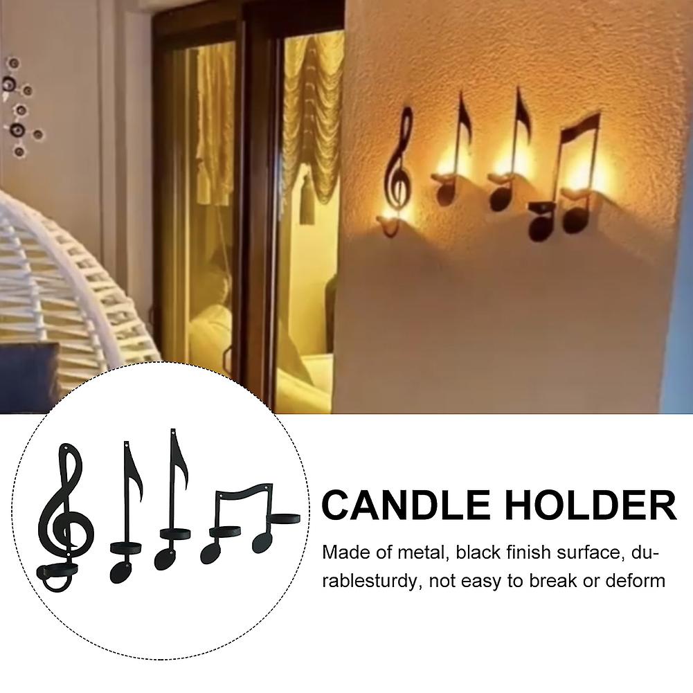 4pcs Wall Mounted Home Decor Music Note Gift Candle Holder Party ...