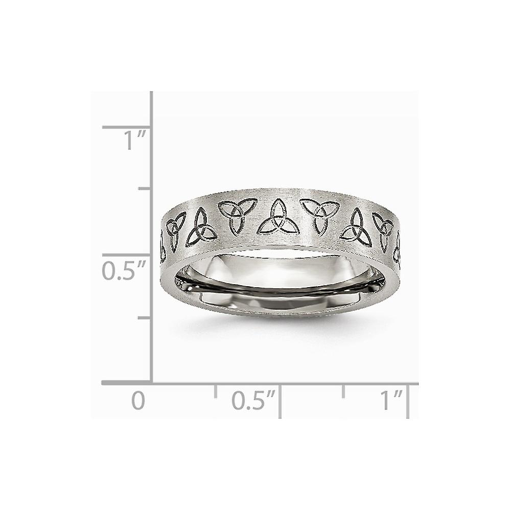 Stainless Steel Brushed Engravable Engraved Trinity Symbol Satin 6mm ...