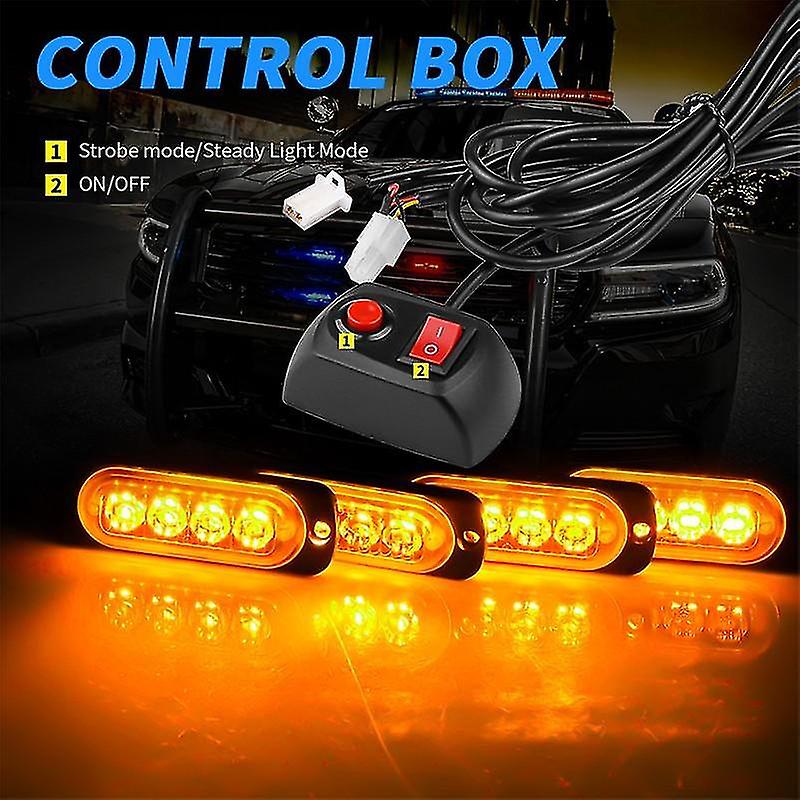 4 In 1 Car Led Flashing Light 16w 18 Mode Truck Side Warning Light Led ...