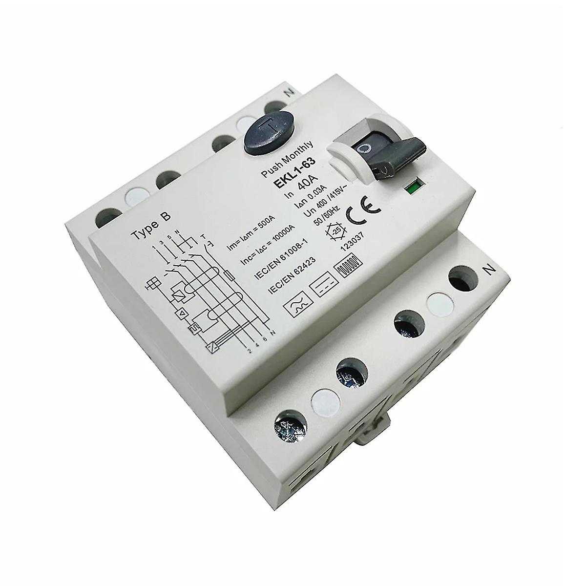 Type B Rccb Residual Current Circuit Breaker 10ka 4 Pole 40a 30ma Rcd ...