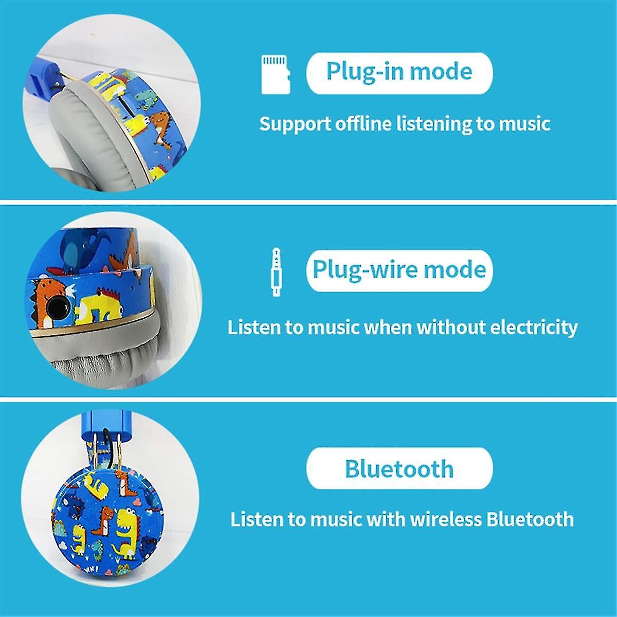 Wireless Bluetooth Headset With Microphone Dinosaur Animal Stereo Music ...