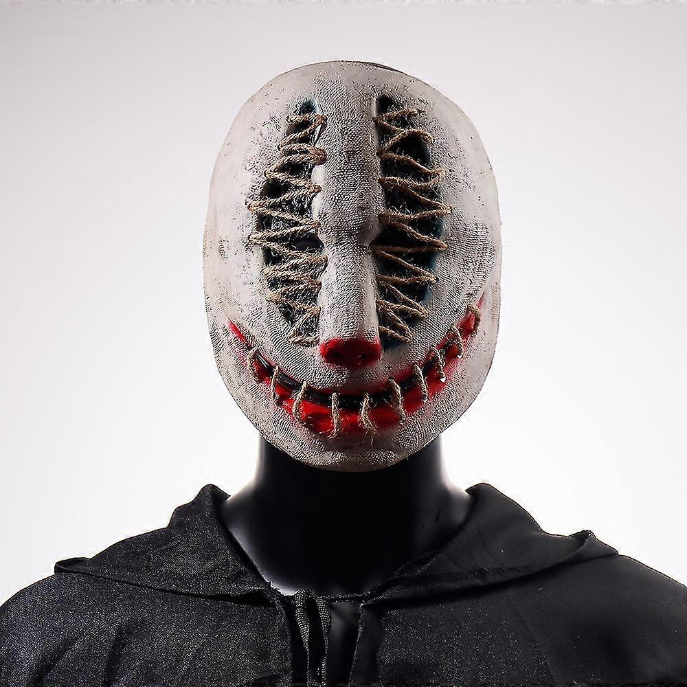 GYFDYM Halloween Clown Mask Cosplay Scary Half Face Latex Helmet ...