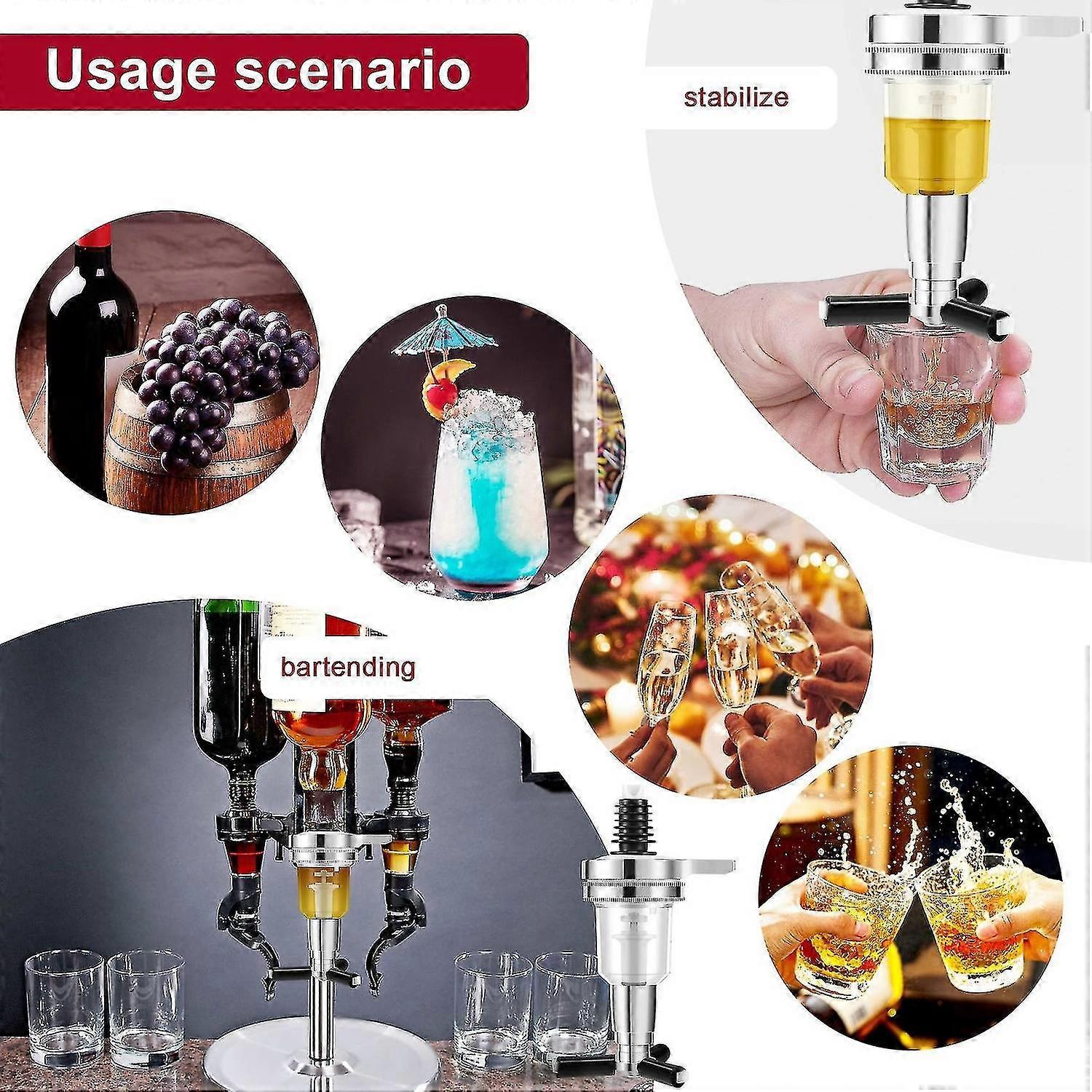 2Pcs 45Ml/1.5Oz Bar Butler Wall Mounted Replacement Nozzle Shot ...