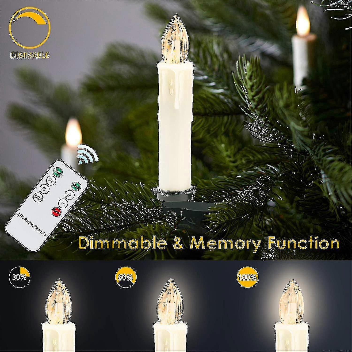40x Led Christmas Candles, Wireless White Hot Christmas Tree Candles, With Remote Control And ...