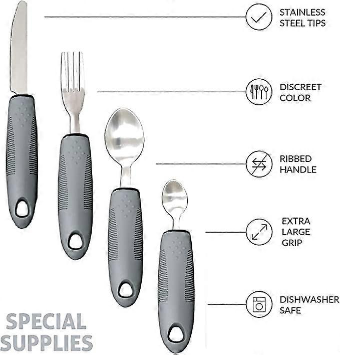 Extra Wide Handles Easy Grip Cutlery Set, Chunky Handles, Grips ...