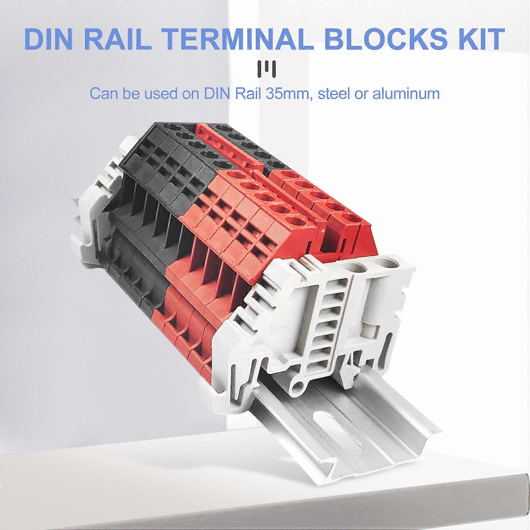 DIN Rail Terminal Blocks Kit Terminal+Ground Blocks+Aluminum Rail+End ...