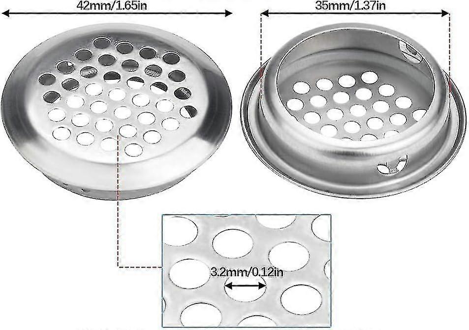 30 Pcs Round Air Vent Grille 35mm Exhaust Grille Ventilation Stainless ...