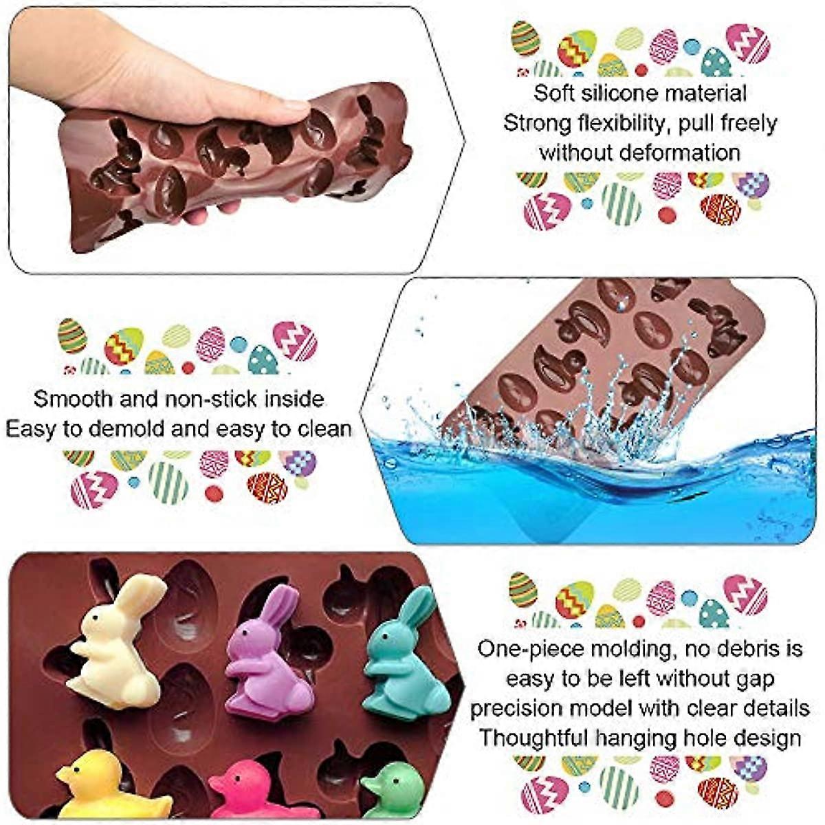 1 Pieces Easter Silicone Chocolate Moulds 14-Cavity Easter Egg Mold ...