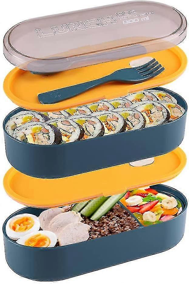 1000ml Japanese Bento Box Adult Lunch Box,Stackable 2 Layer Bento Box ...