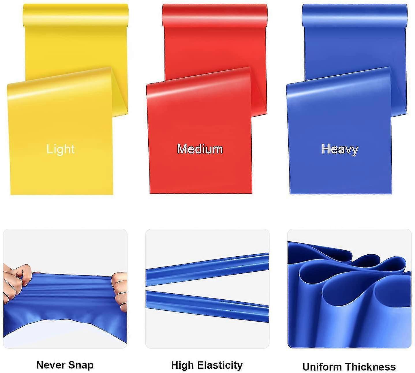 Resistance Bands Set, 1.5m Skin-friendly Exercise Bands With 3 ...