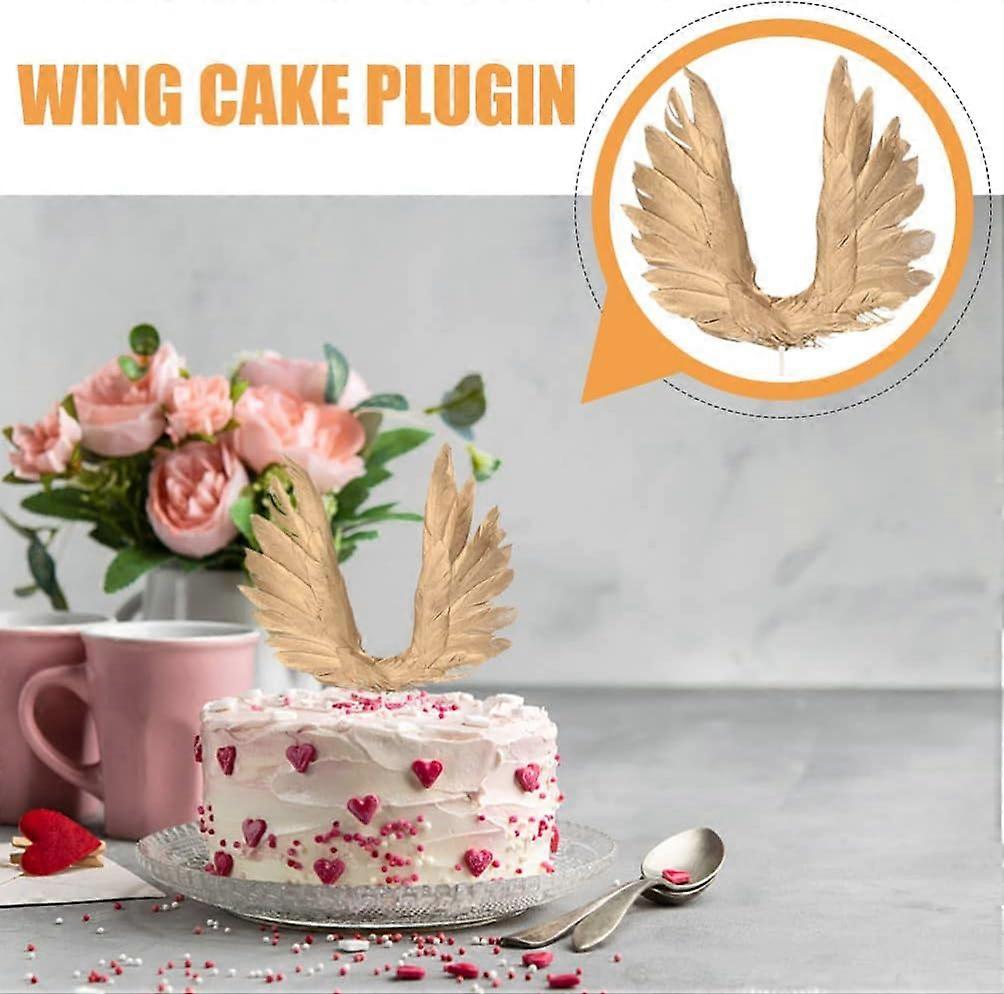 Heytea 2pcs Creative Cake Topper Angel Wings Cake Topper Delicate Wing ...