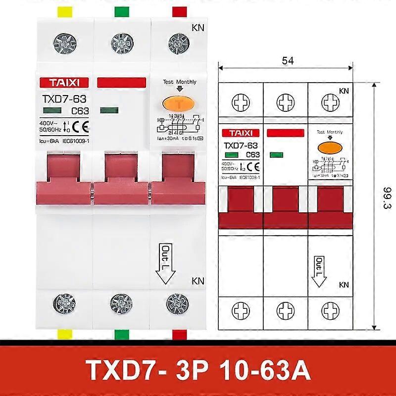 Mini RCBO Circuit Breakers ELCB For Low Voltage 63A With 30mA 100mA ...