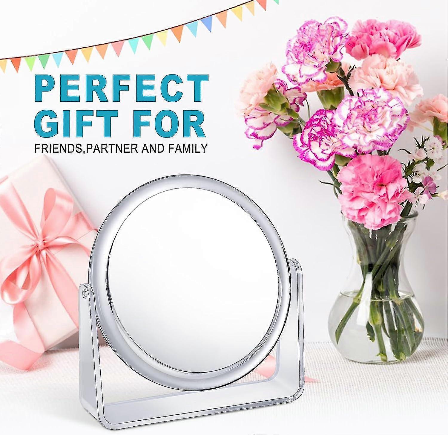 Magnifying Makeup Mirror Double Sided Vanity Mirror 360 Rotation Tabletop Mirrors Bathroom ...