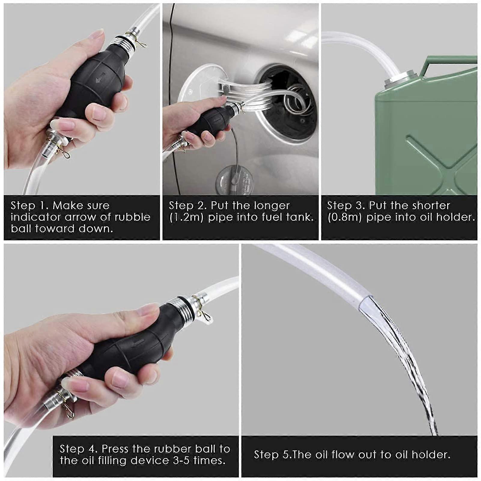 Gasoline Hand Pump, Manual Fuel Pump, with 2M Portable Siphon Hose ...