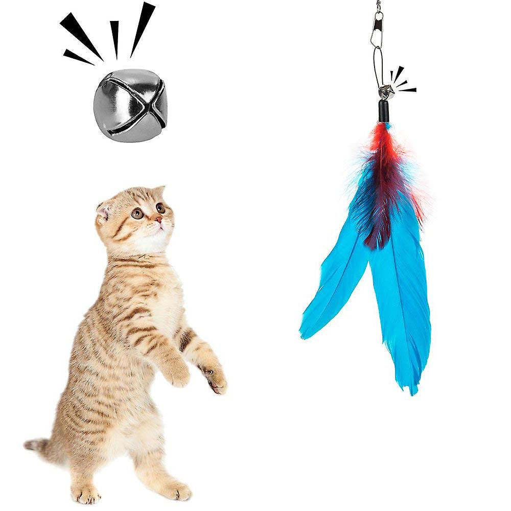 Retractable Cat Feather Toy Wand With 5 Assorted Teaser With Bell ...