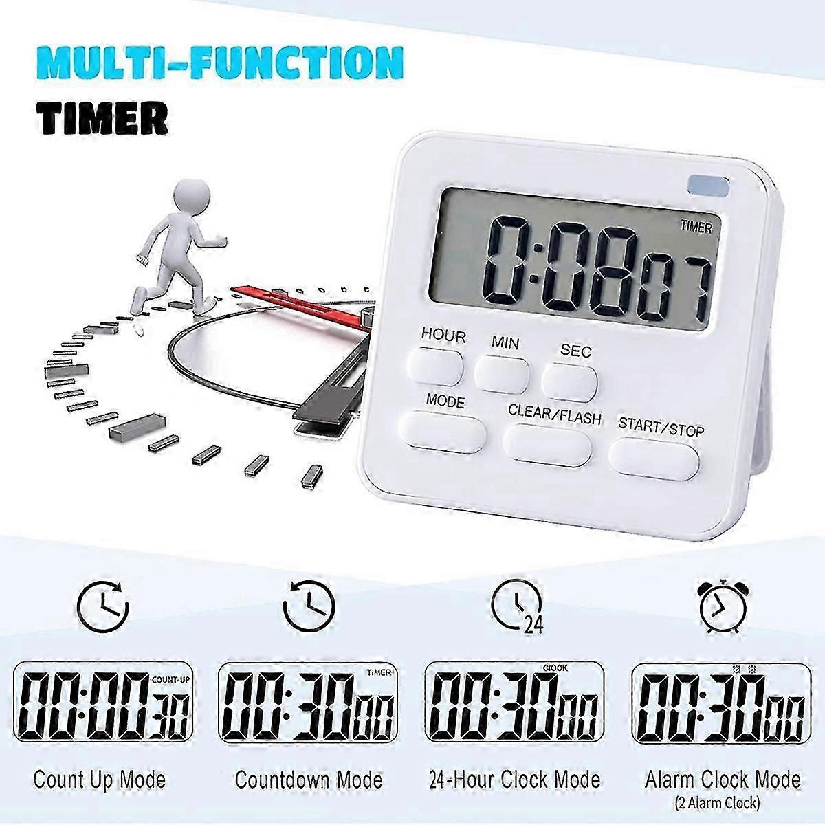 Kitchen Timer,Egg Timer with Clock,Digital Timer Stopwatch with LCD ...