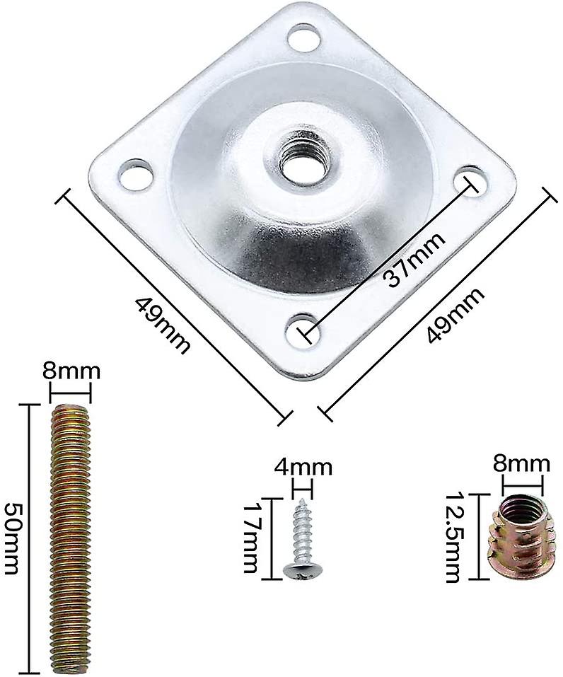 Set Of 4 Square Metal Furniture Leg Mounting Plates Fixing Plates With ...