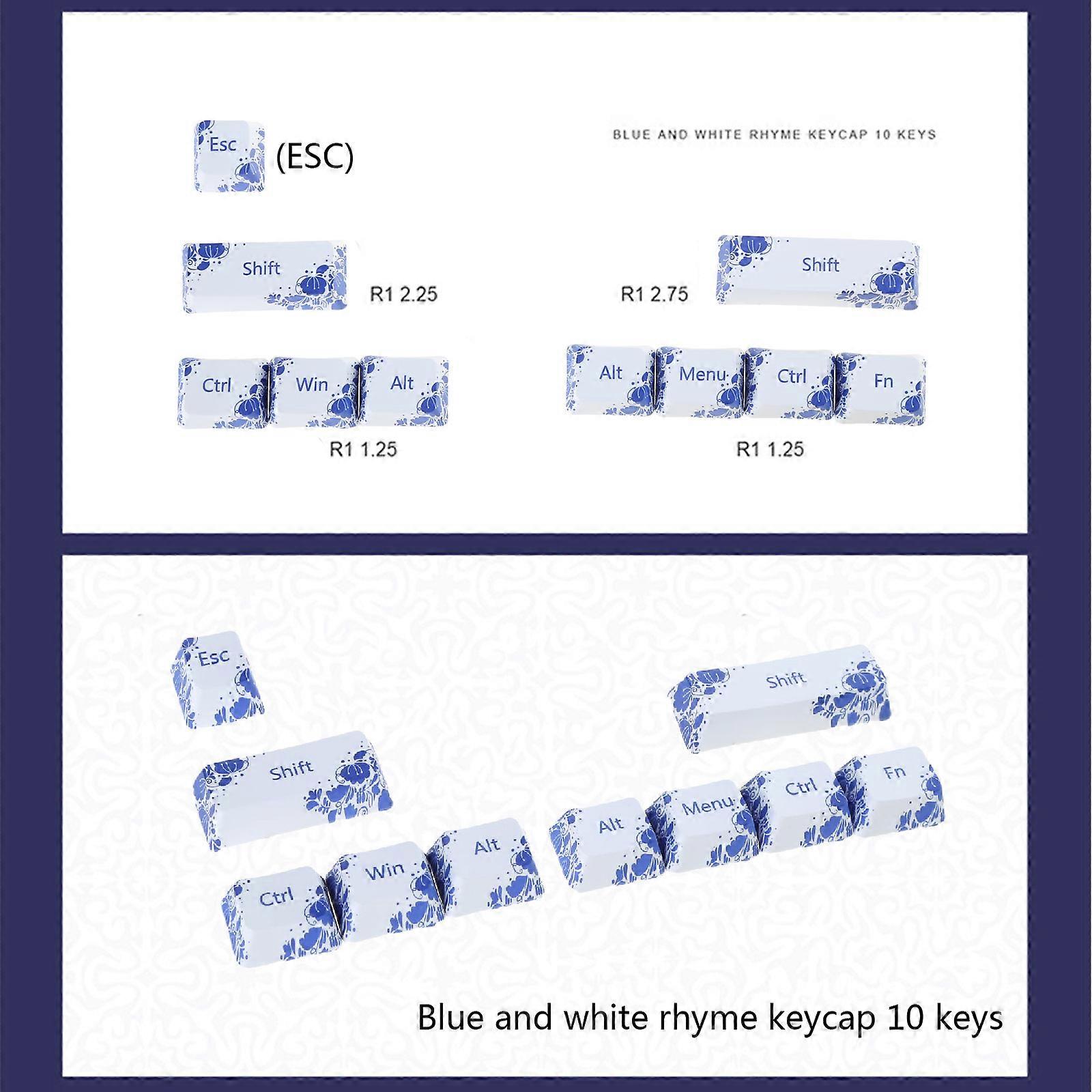 10 Keys OEM R1 SHIFT ESC Keycaps Large for Key PBT Chinese Style Dye ...