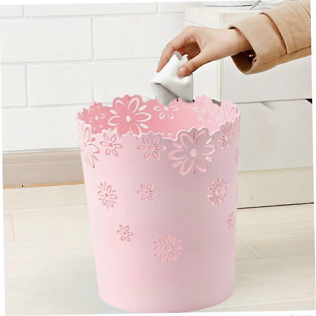 Round trash can plastic hollow waste paper basket lace waste basket for ...
