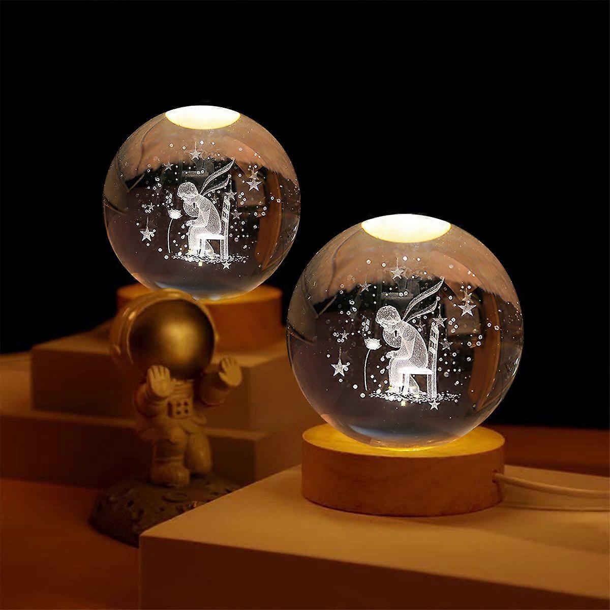 Night light LED night light glowing crystal ball night light 2 pieces ...