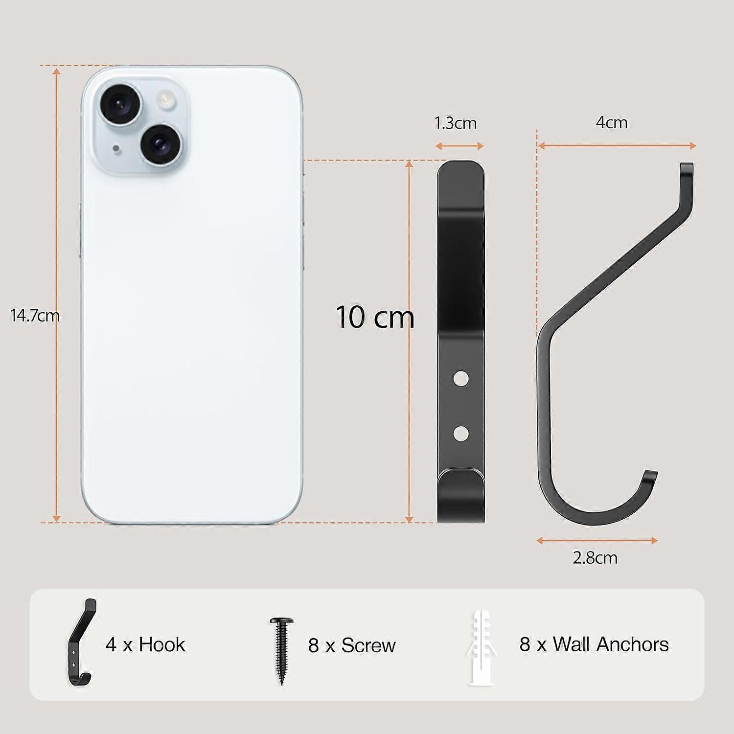 Wall Hooks for Hanging Coat: 10KG Metal Sturdy Hook with Screw ...