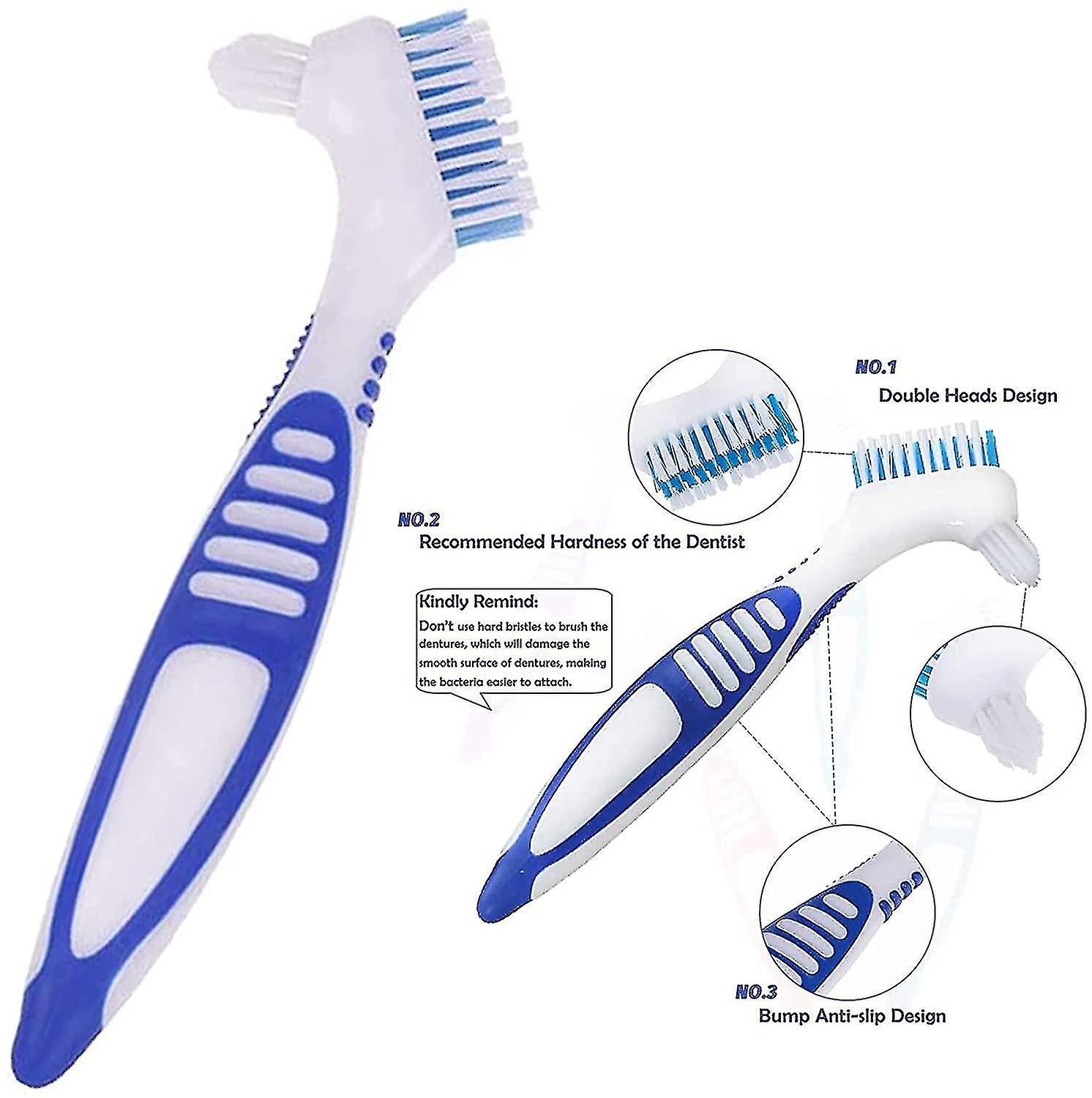 4pcs Fake Toothbrush Dual-ended Toothbrush, Hard Denture Cleaning Brush ...