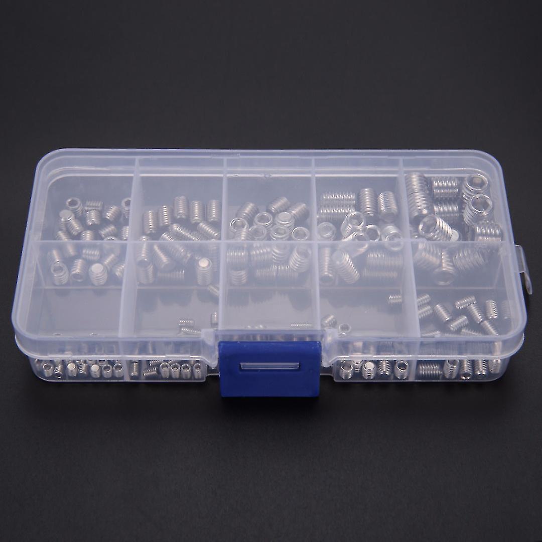 200pcs 304 Stainless Steel Grub Screws Hex Socket Screw Assortment Kit ...
