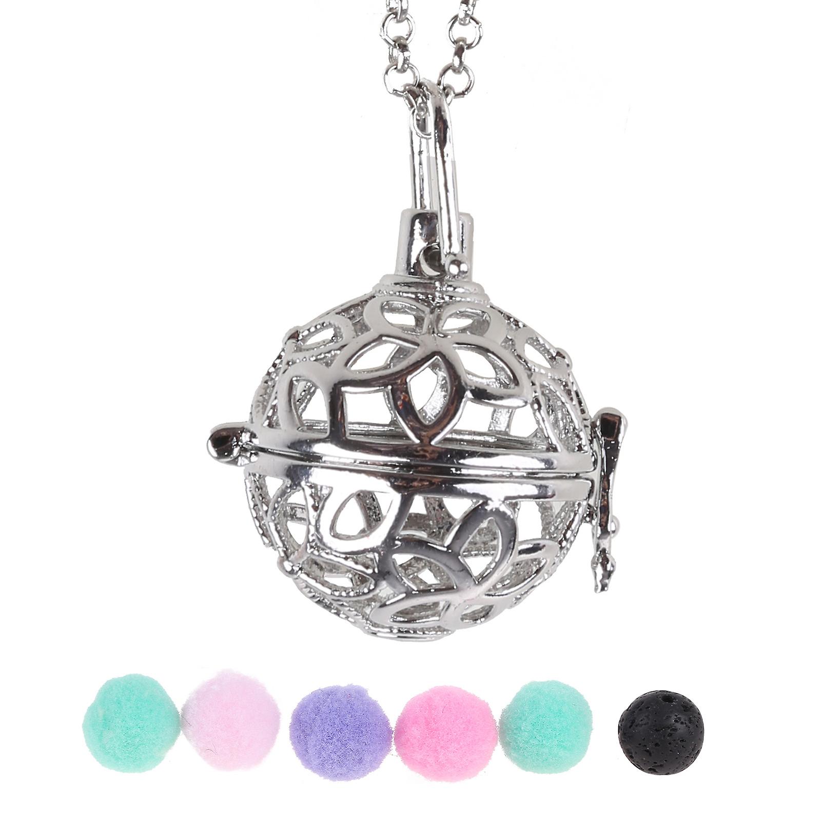 Antique Silver Necklace With Lava Stone Essential Oil Diffuser Pendant ...