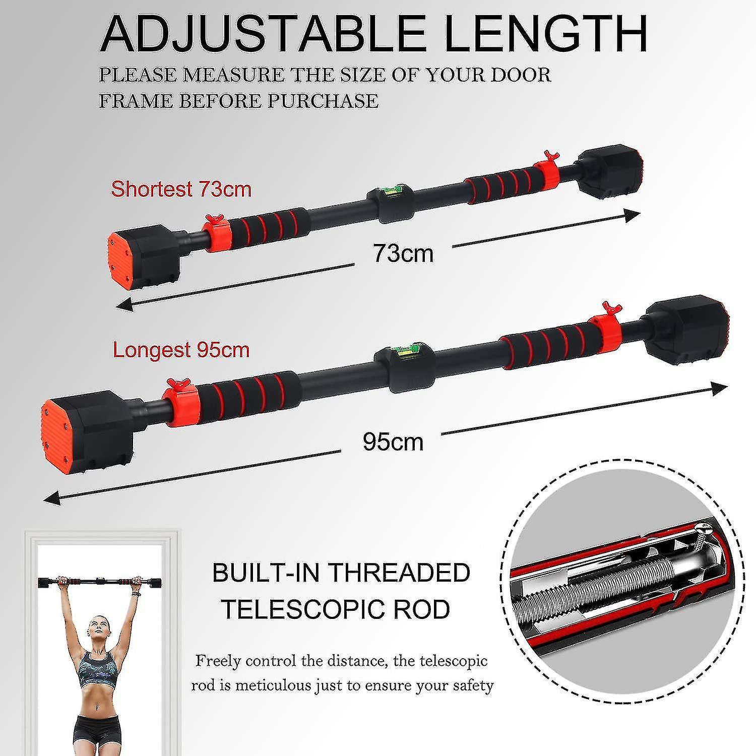 Door Frame Pull-up Bar With Individually Adjustable Screwless Spirit ...