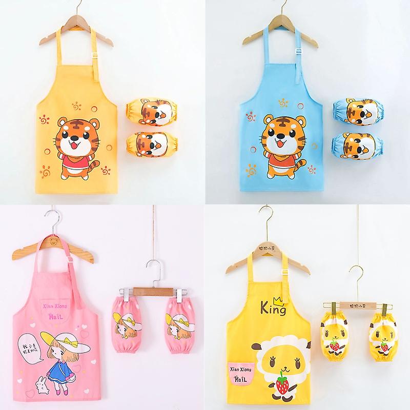 ZHOUBA 3Pcs/Set Children Apron Cartoon Character Pattern Waterproof ...