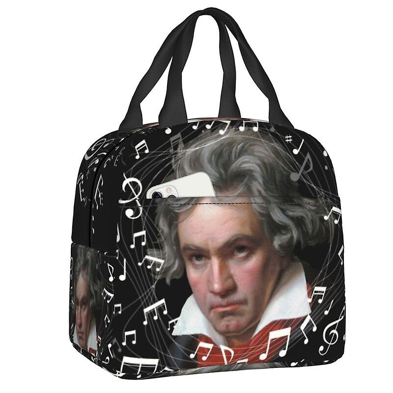 Beethoven With Flying Music Notes Lunch Bag Women Thermal Cooler ...