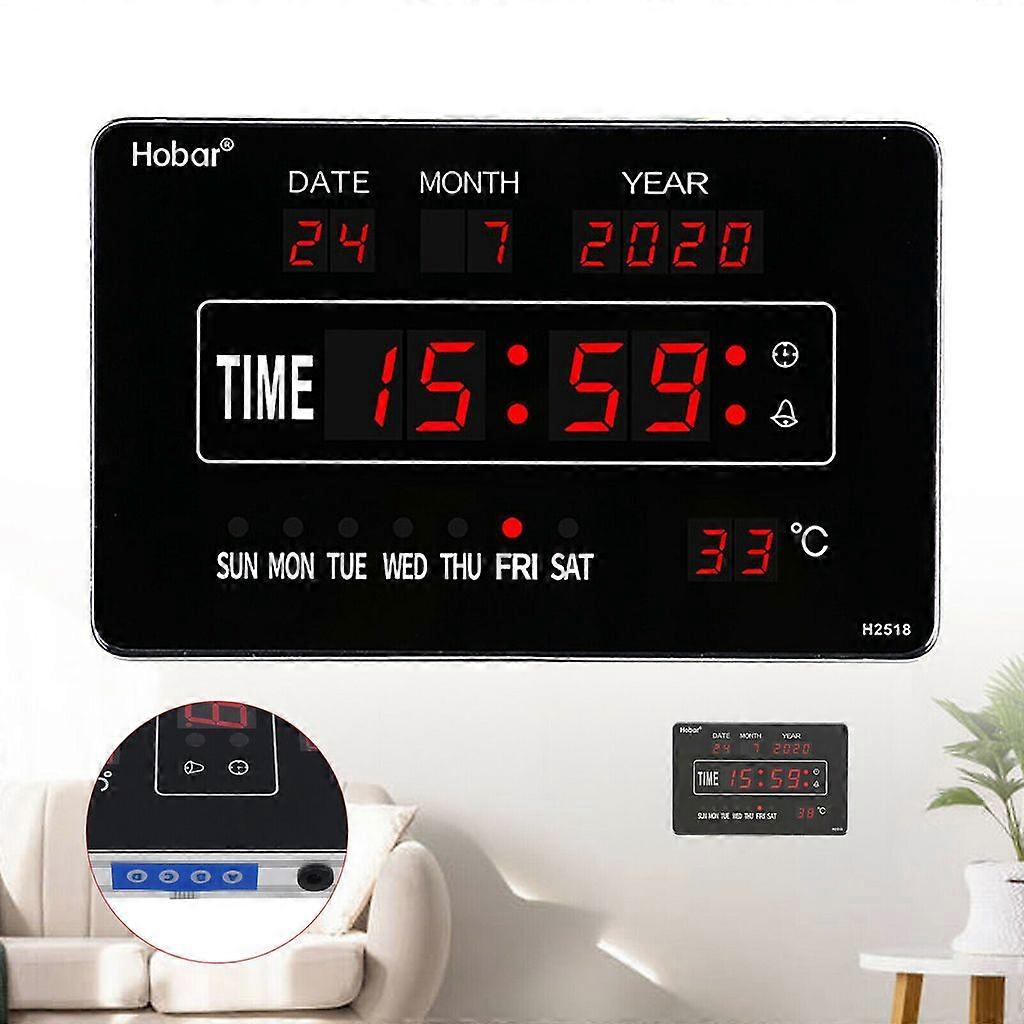 LED digital wall clock with date digital clock temperature calendar ...