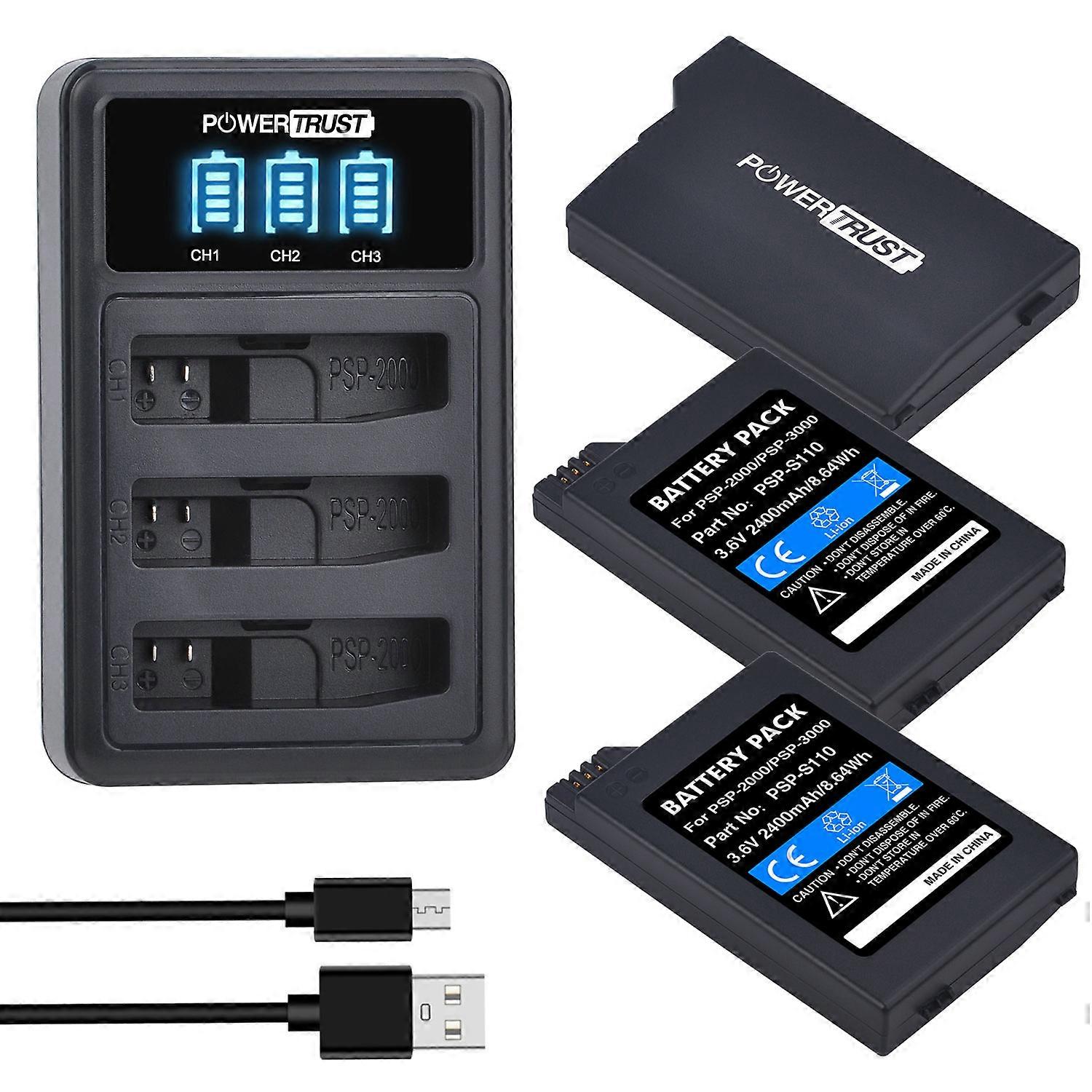 2400mAh PSP2000 PSP 3000 Rechargeable Battery and Charger for Sony PSP ...