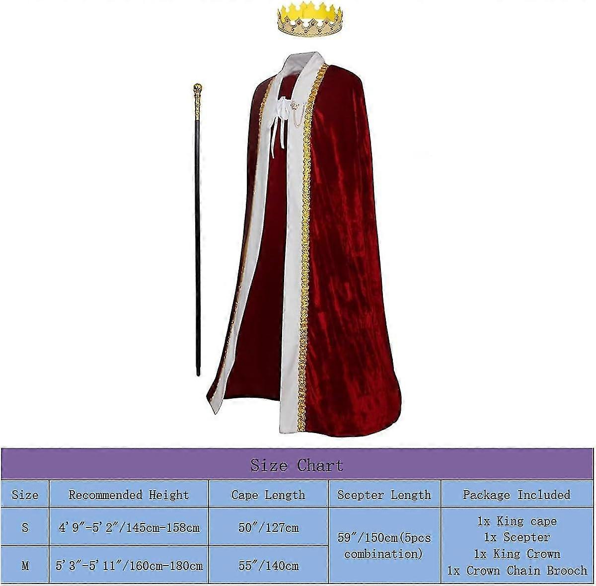 Adult King Costume Set King Robe Cape Queen Costume Crown Scepter Lord ...