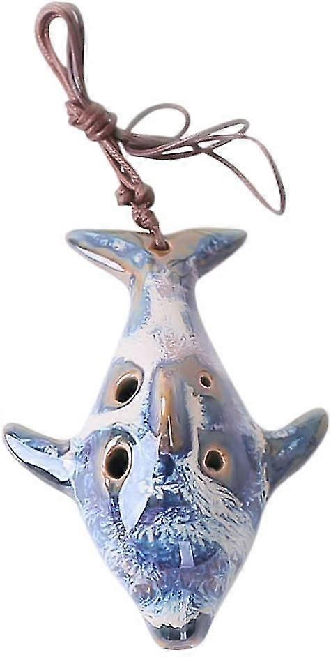 6 Hole Ocarina Dolphin Ceramic Ocarina Mini Musical Instrument For ...