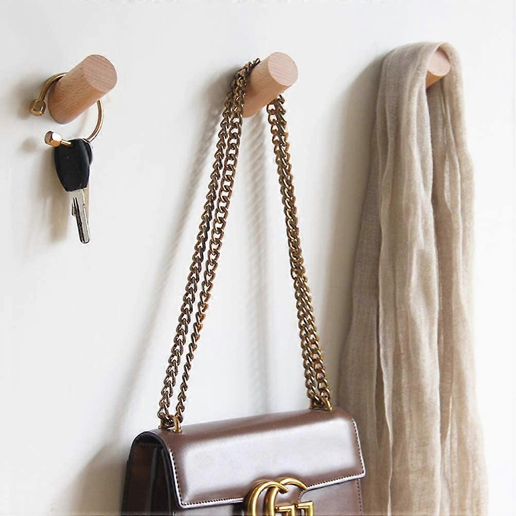 Wooden Coat Hook Set of 5Natural Wall Mounted Sling for Clothes, Hat ...