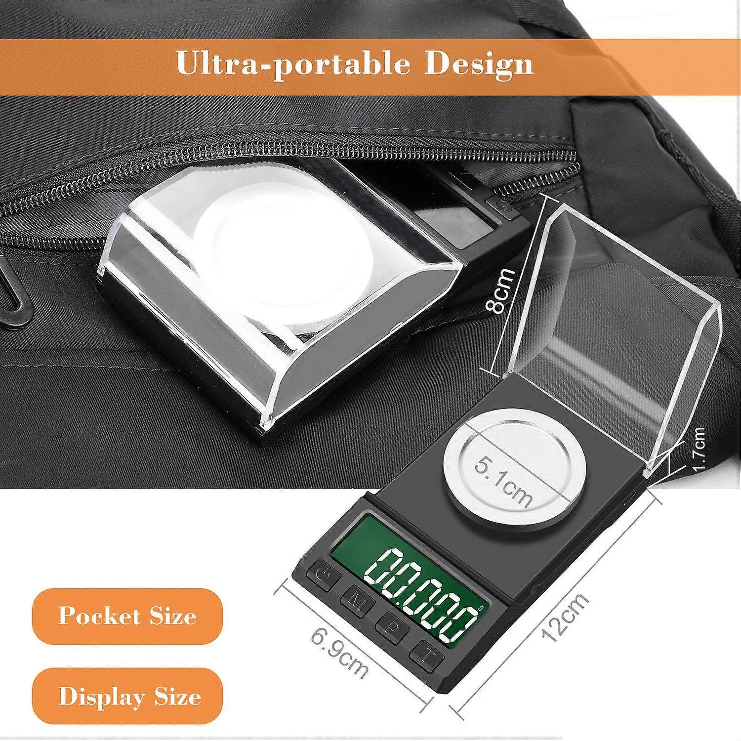 Precision Pocket Scale, 50G/0.001G Precision Scale Jewelry Scales, Portable Digital Scale With ...