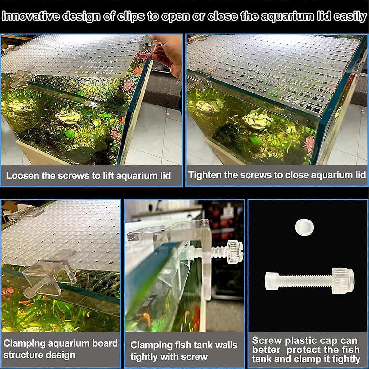 4 Aquarium Lid Hood Fish Tank Top Cover Terrarium Lid Plastic Grid ...