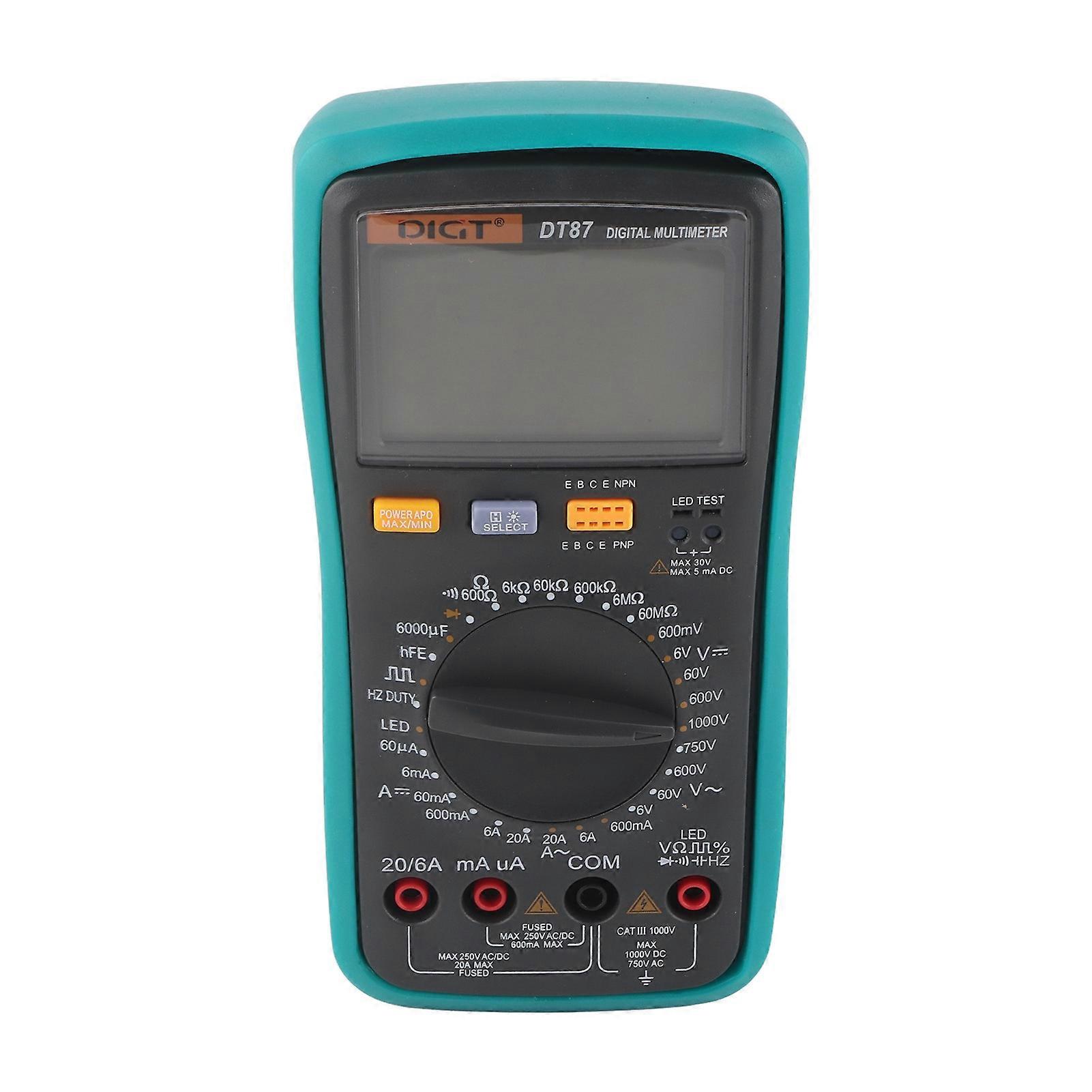 DT87 Multimeter 6000 Counts AC/DC Volt Amp Ohm Capacitance Frequency ...