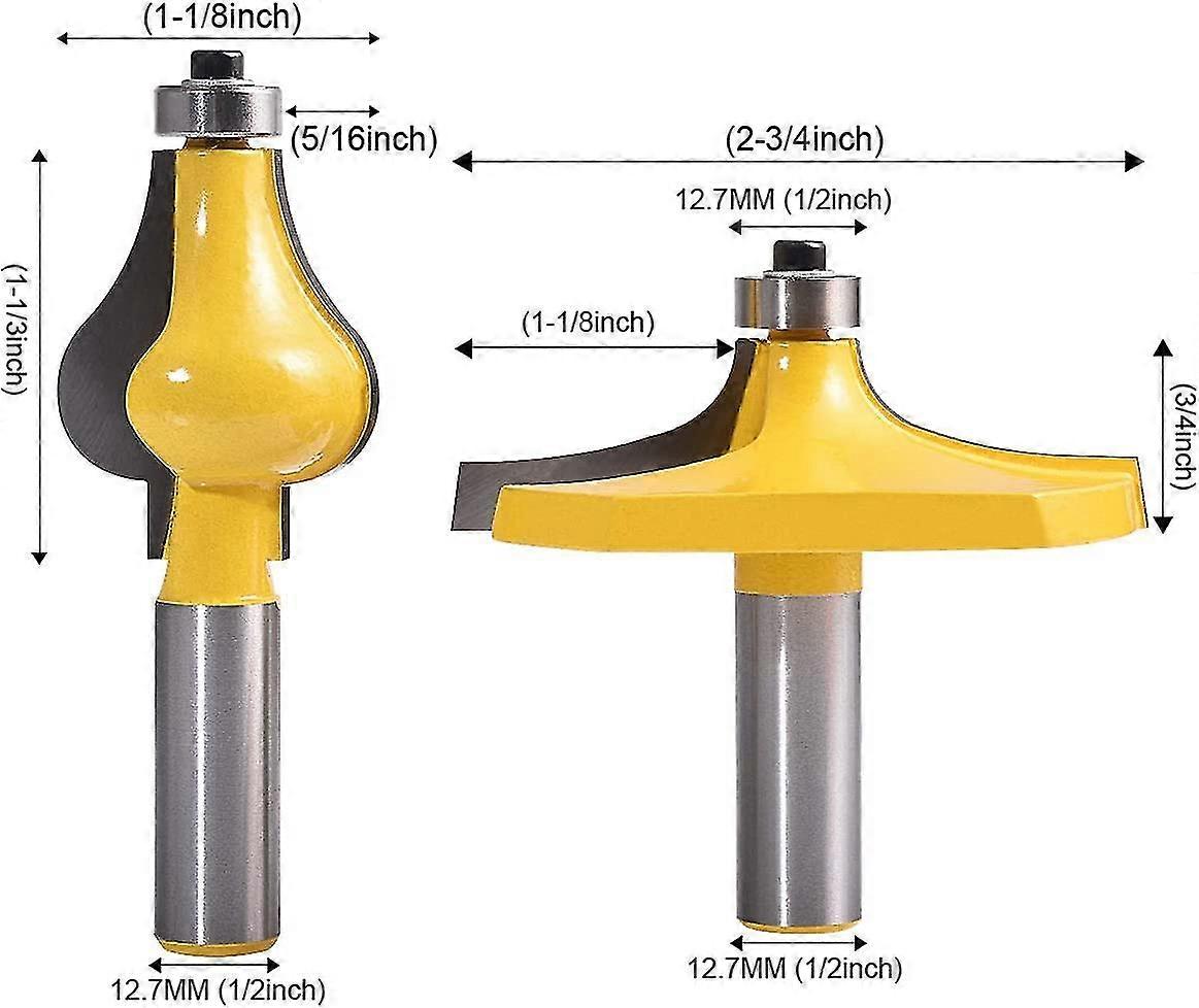 Set Of 2 Handrail Router Bits - Standard/flute Molding Cutter - 1/2 ...