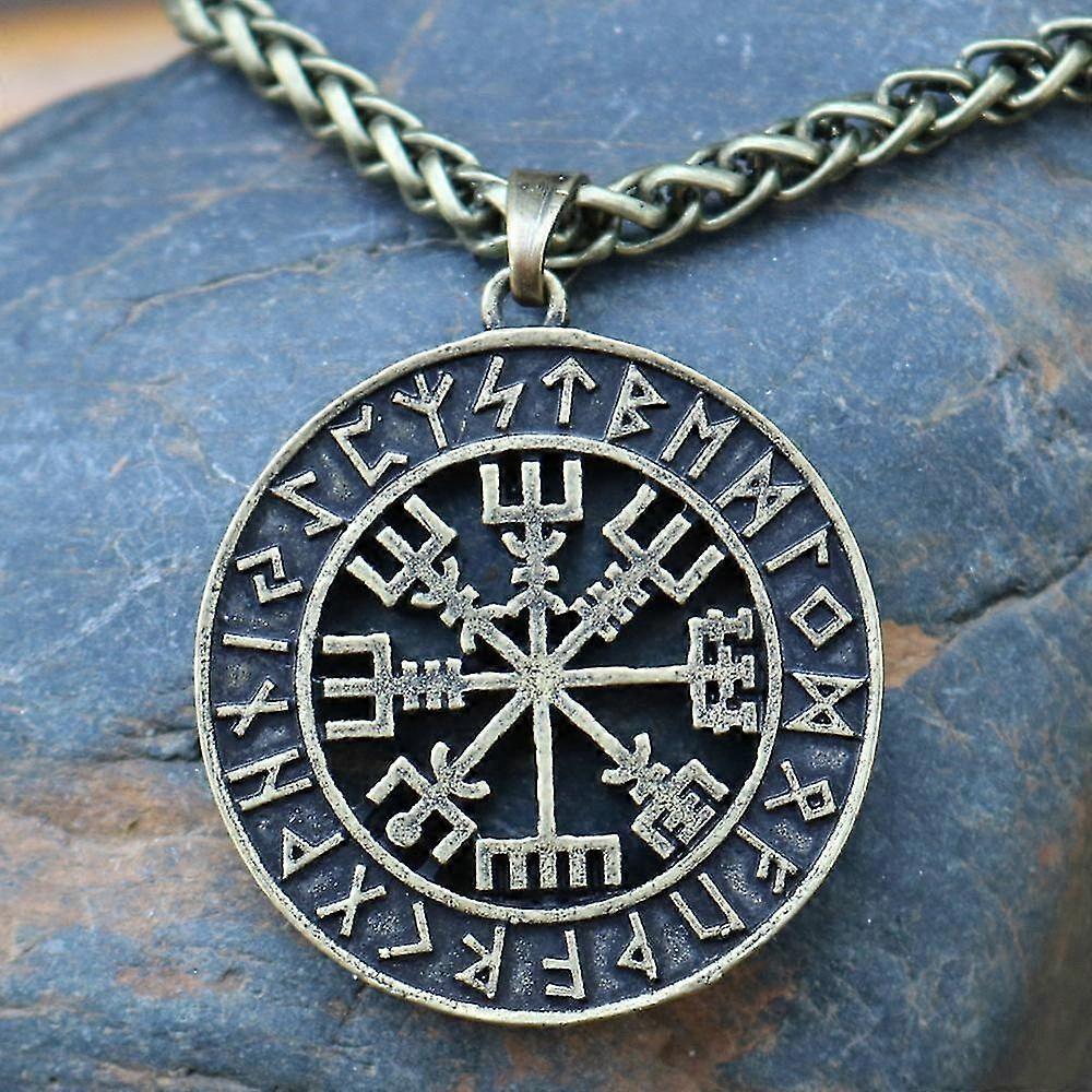Viking Icelandic Vegvisir Helmet Horror In Runic Circle Pendant Viking ...