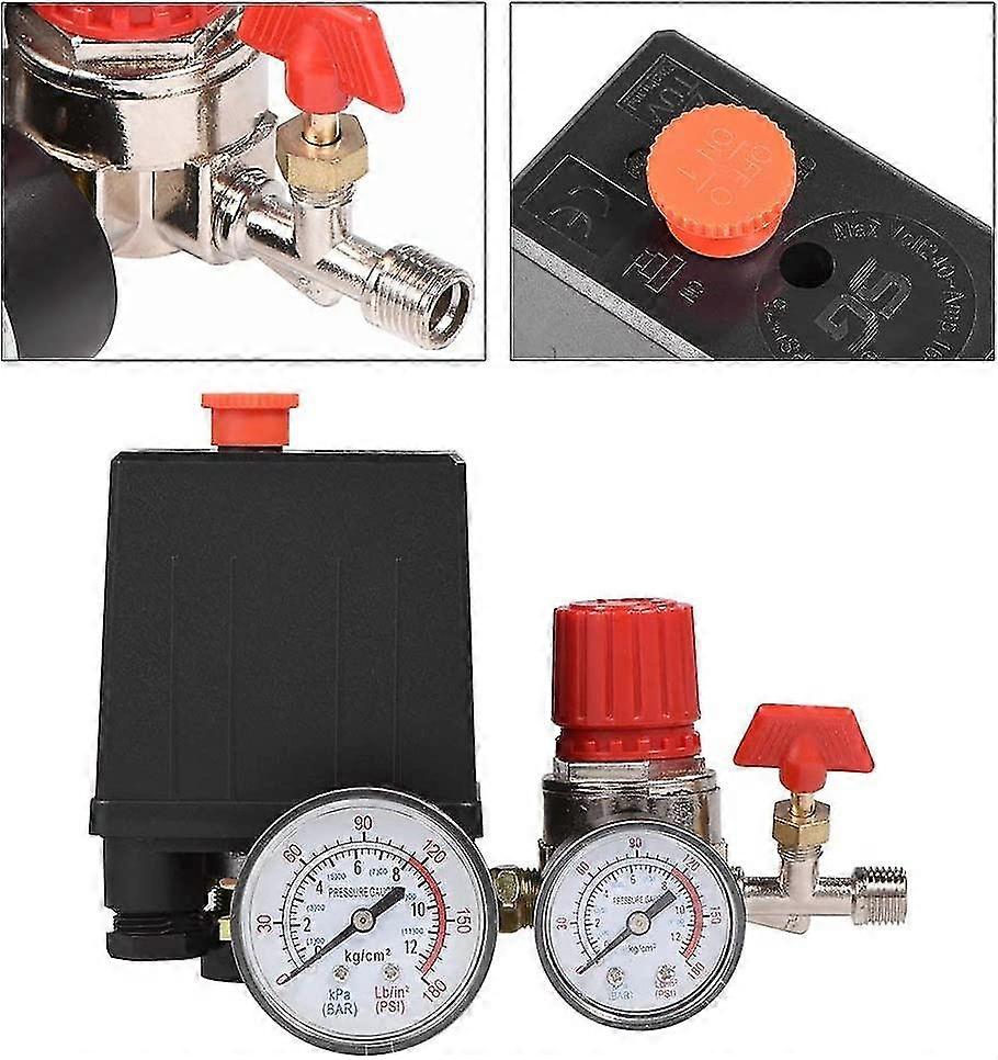 Air Compressor Pressure Switch Pressure Valve Switch Air Compressor With Regulators Gauge ...
