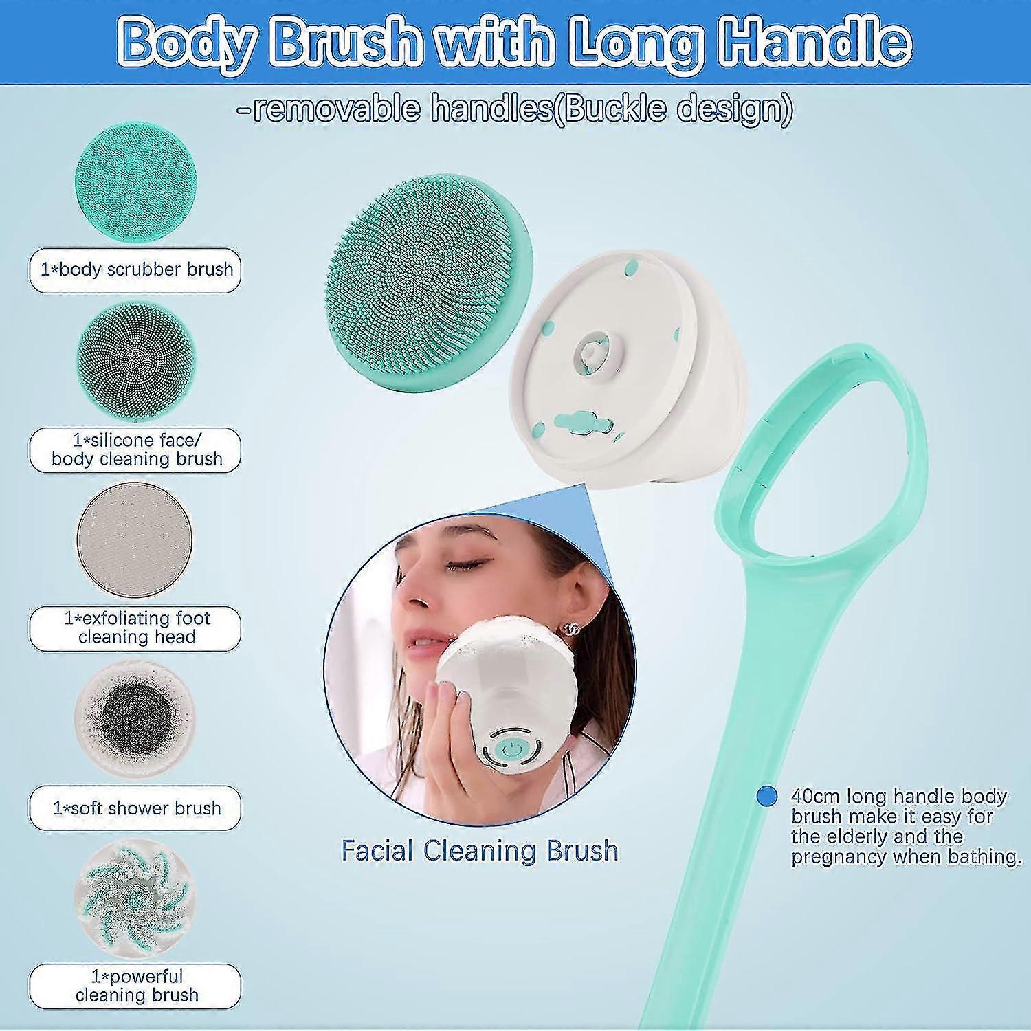 Electric Body Brush Shower, 5 In 1 Massage Exfoliating Scrubber, Soft ...