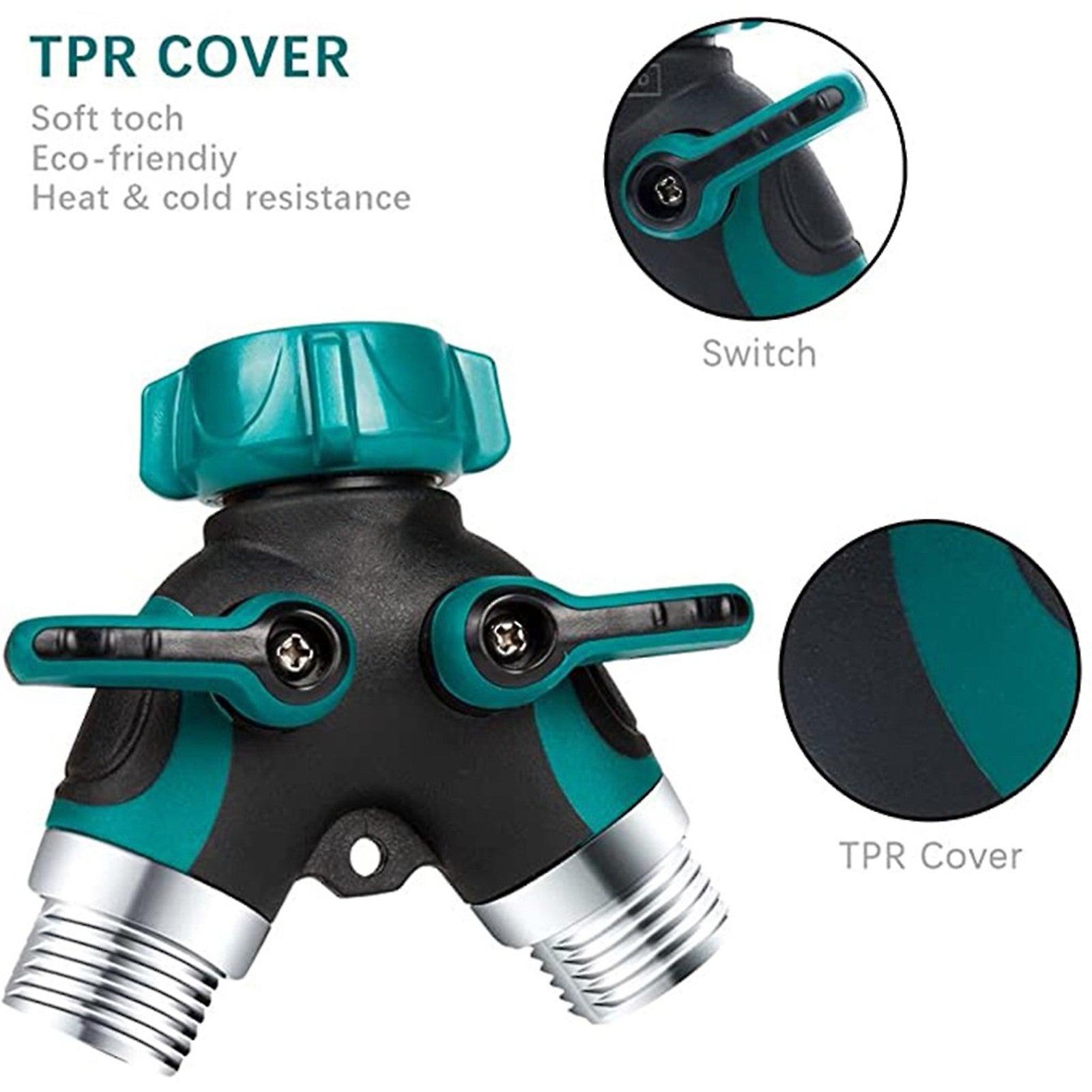 2Pc garden y hose connector metal body water faucet splitter with ...