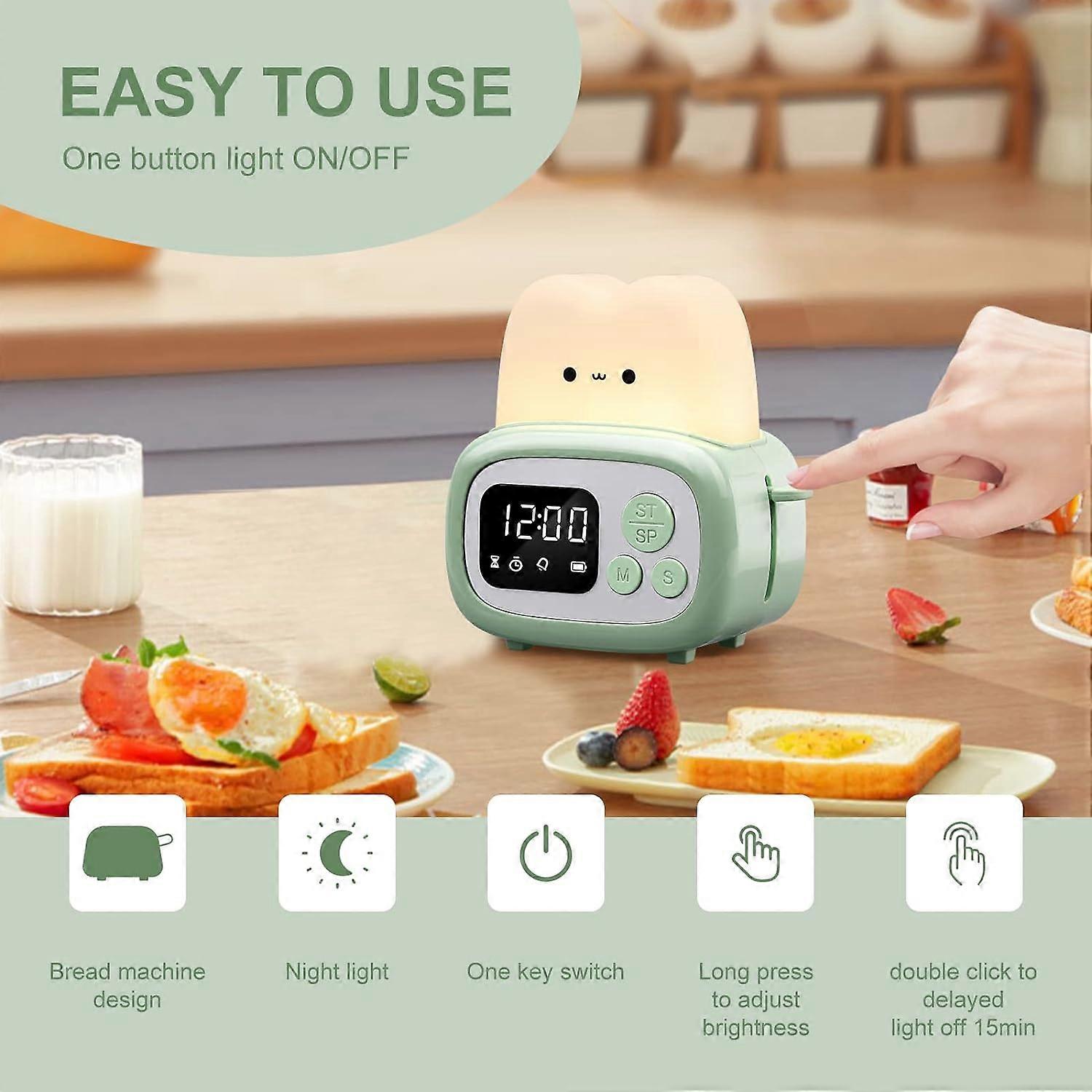 Small Timer Clock Toaster Lamp, Cute Night Light with Time Management ...