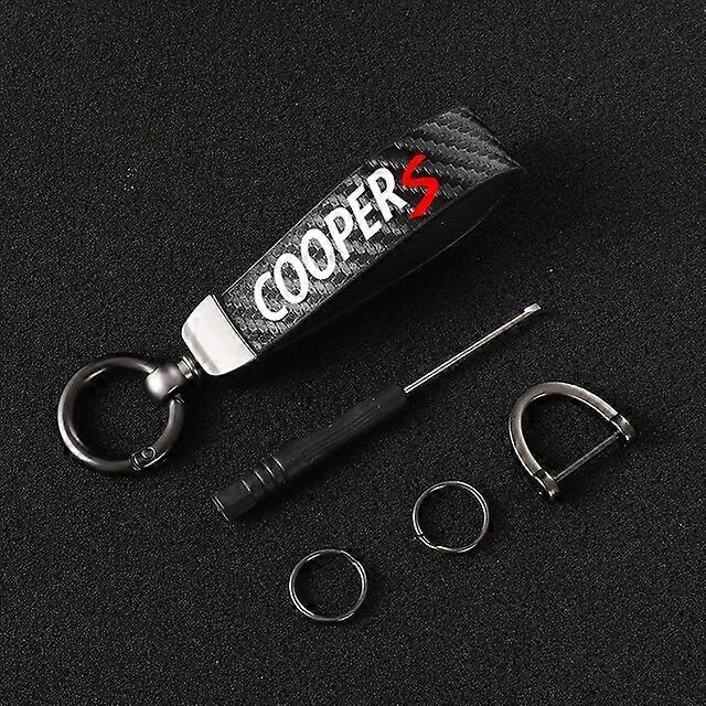 Car Interior New fashion car carbon fiber leather rope Keychain key ...
